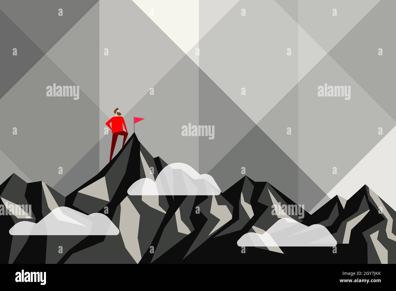 Abstract Reaching And Achieving Goal, Result Of Hard Work Concepts ...