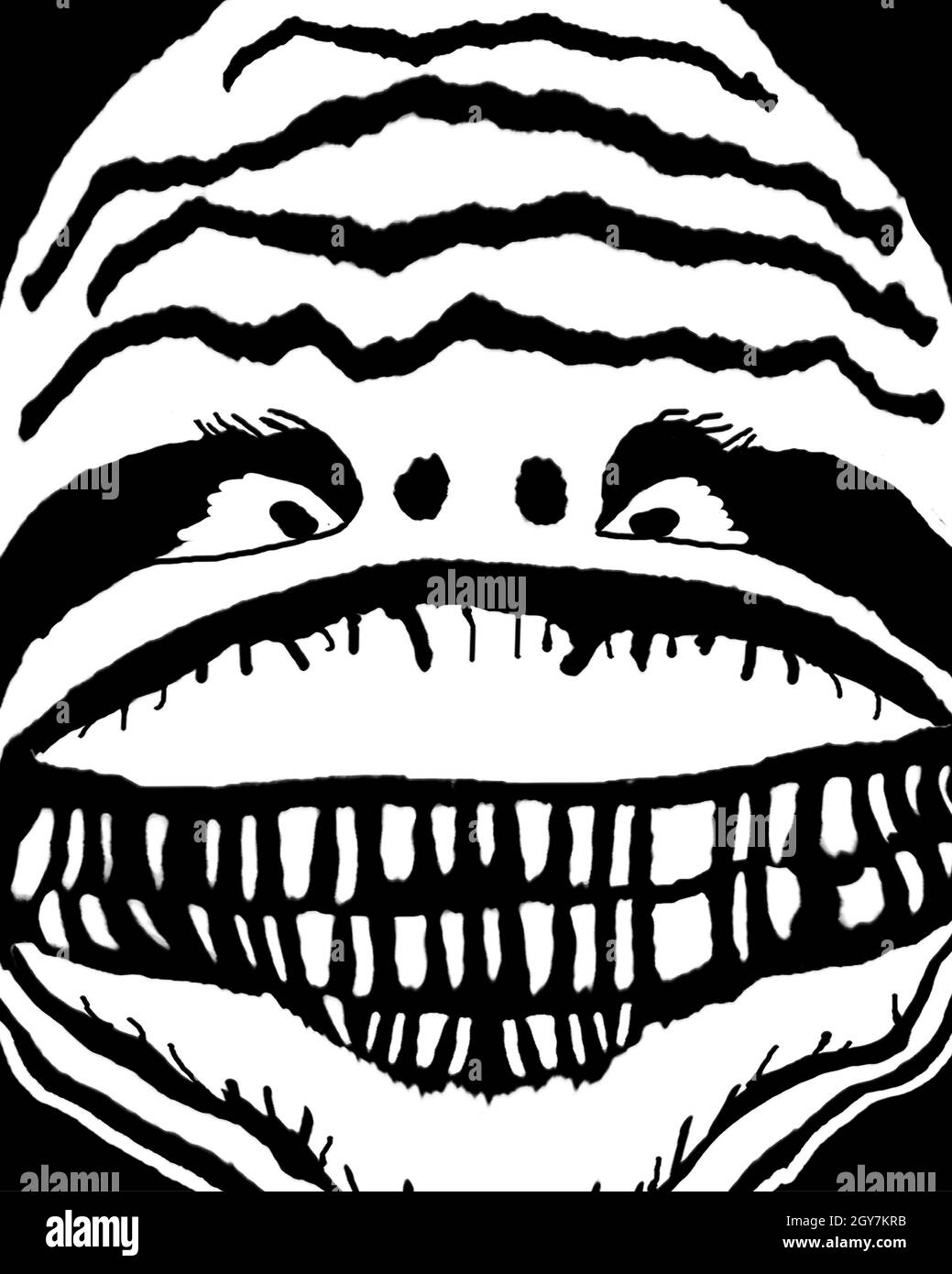 Close up creepy monster head black and white pencil drawing ... Close up creepy monster head black and white pencil drawing ...
