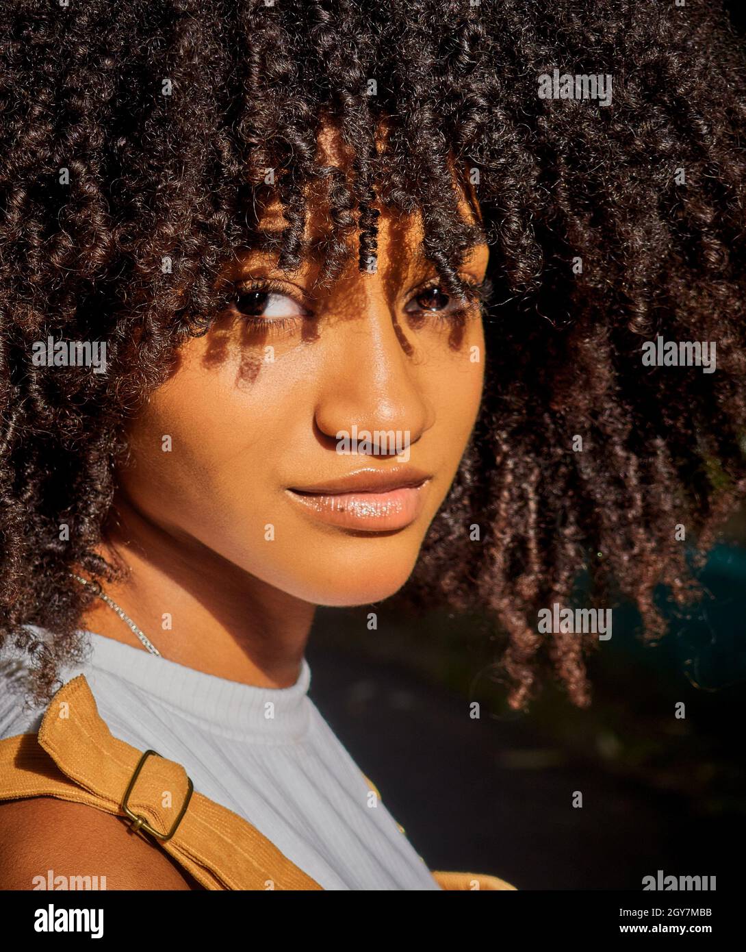 Afro Latin girl enjoying nature Stock Photo - Alamy