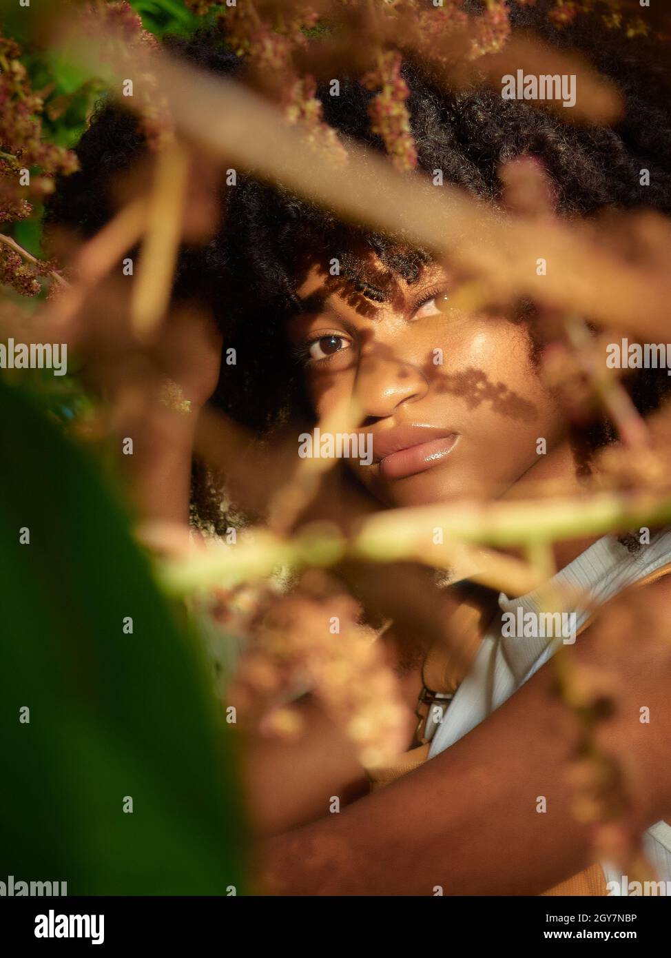 Afro Latin girl enjoying nature Stock Photo - Alamy