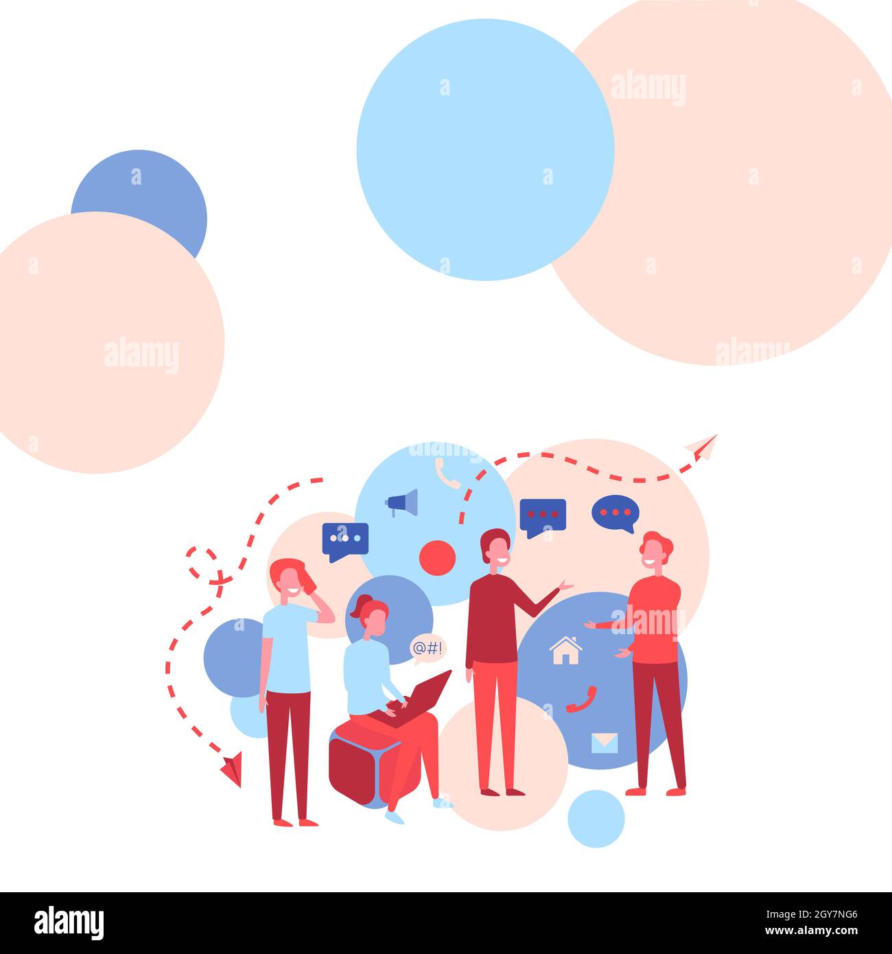 Four Colleagues Illustration Having Conversations Brainstorming New ...