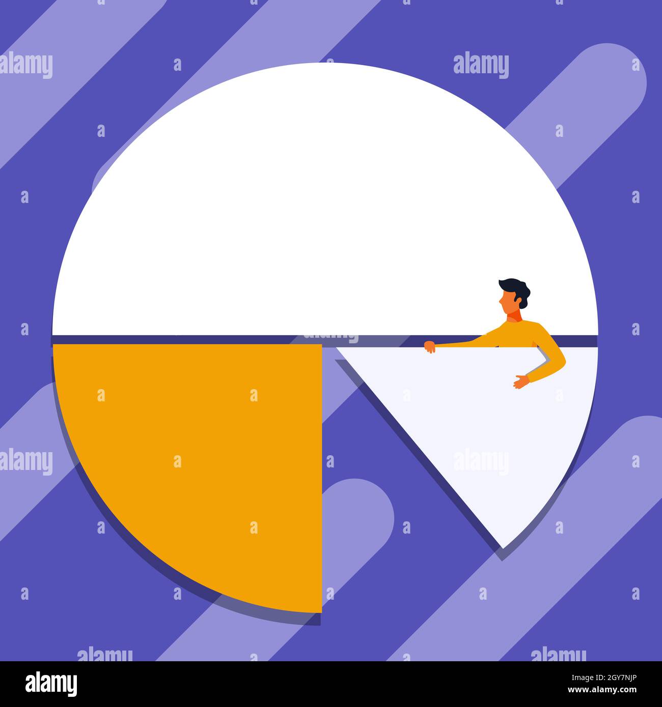 Man Drawing Holding Pie Chart Piece Showing Graph Design Stock Photo ...