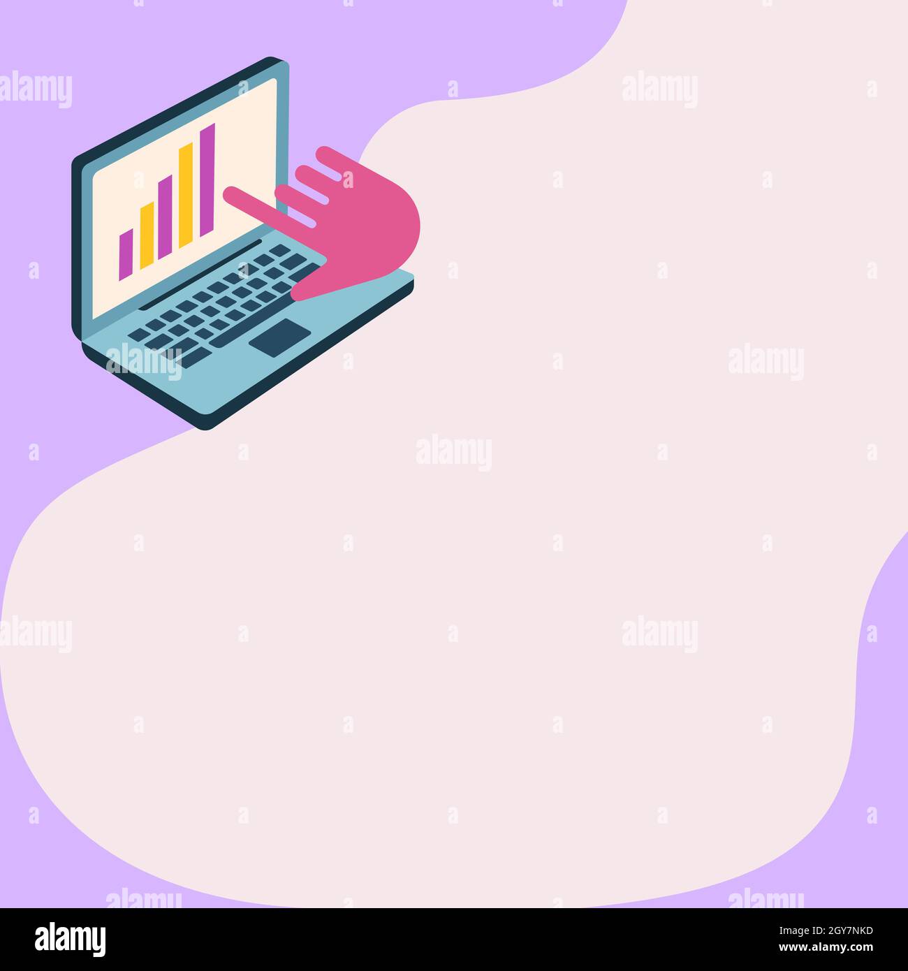 Laptop Drawing Showing Graph Growth Hand Pointing Screen Stock Photo ...