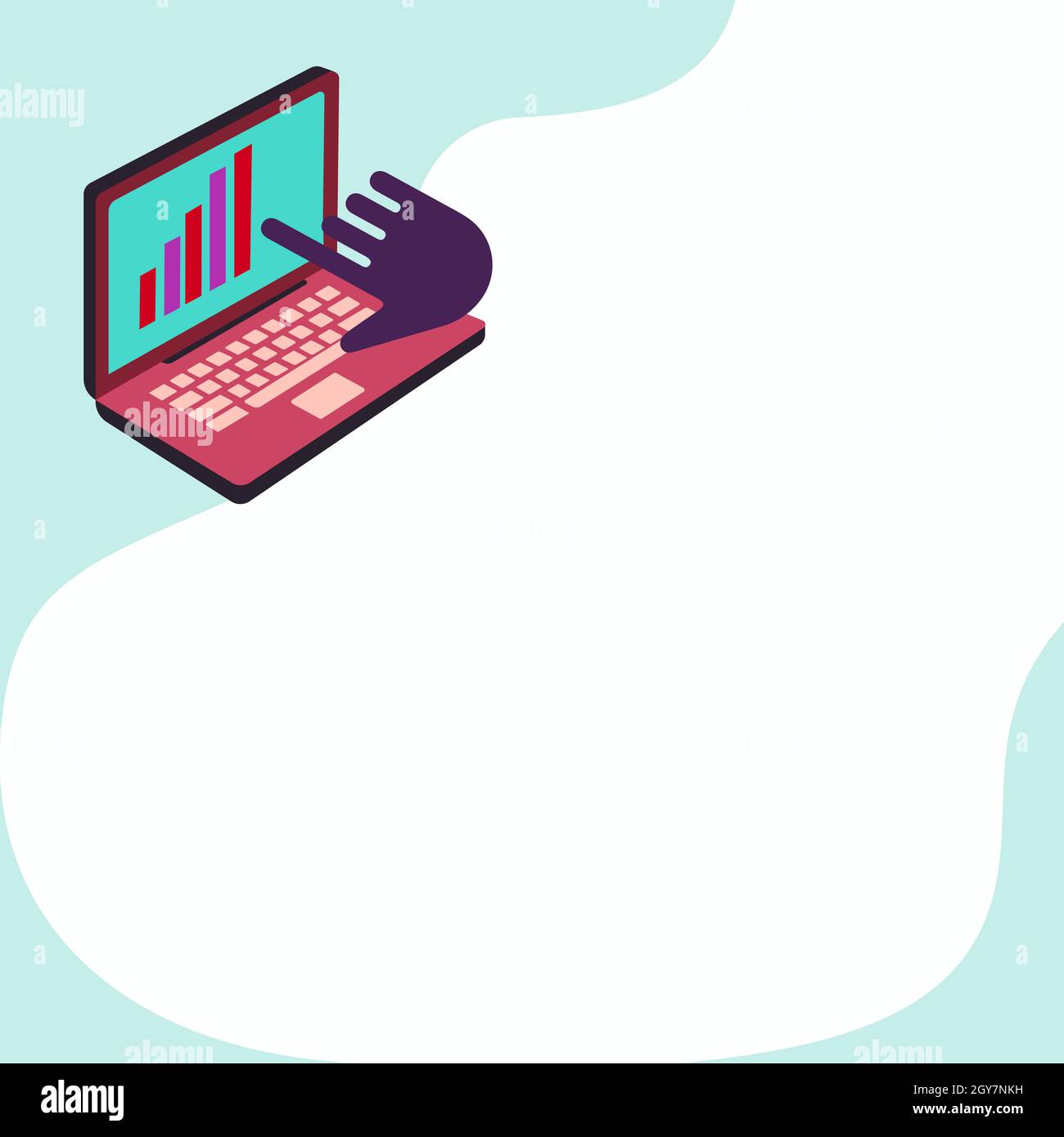 Laptop Drawing Showing Graph Growth Hand Pointing Screen Stock Photo ...