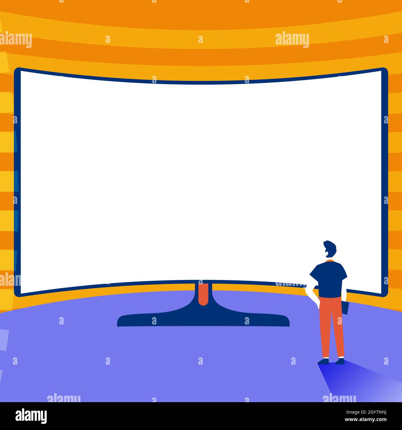 Man Standing Illustration Standing Infront Of Huge Display Screen Stock ...