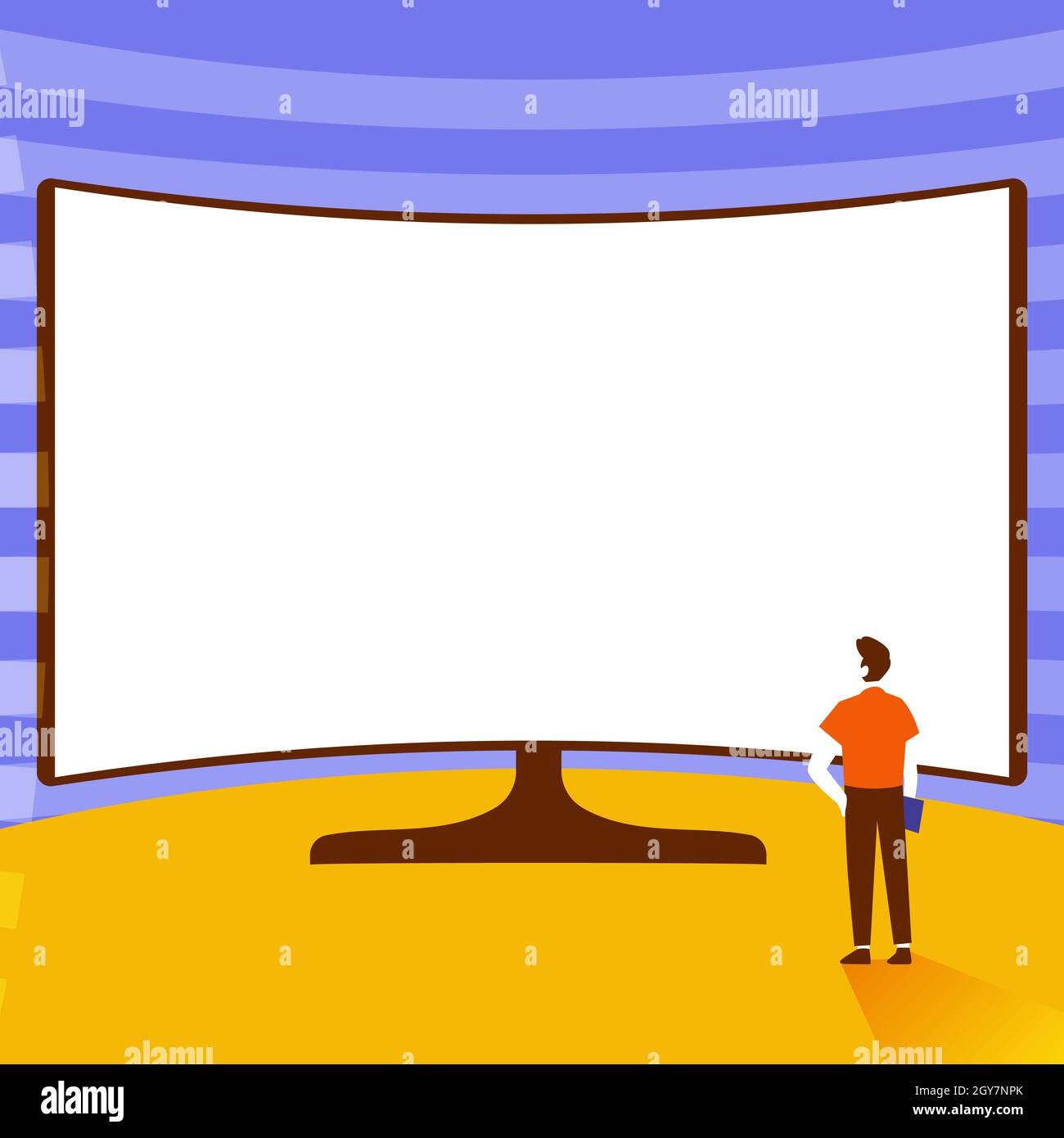 Man Standing Illustration Standing Infront Of Huge Display Screen Stock ...