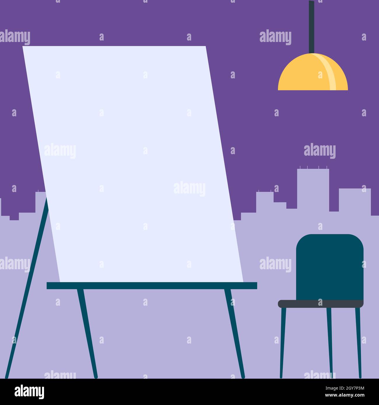 Empty Portrait Artwork Design With Skyscrapers Behind Showing Art ...