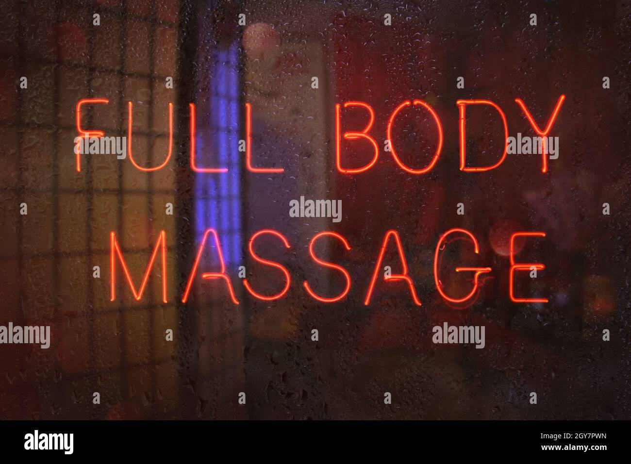 Vintage Neon Sign in Window Asian Massage Stock Photo - Alamy