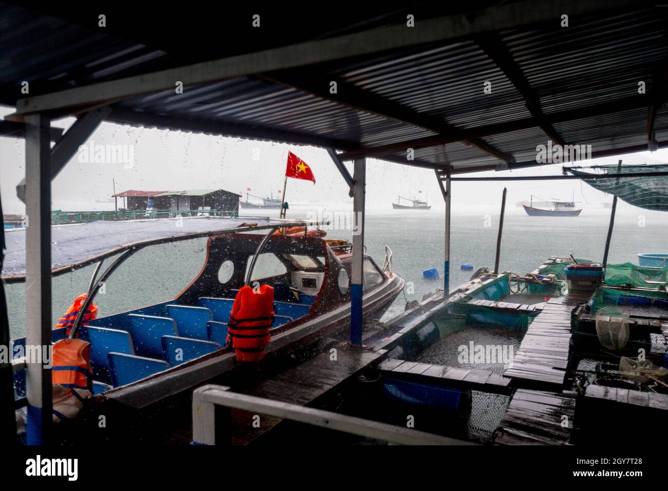 Live fish pens for the fish caught at night Stock Photo - Alamy