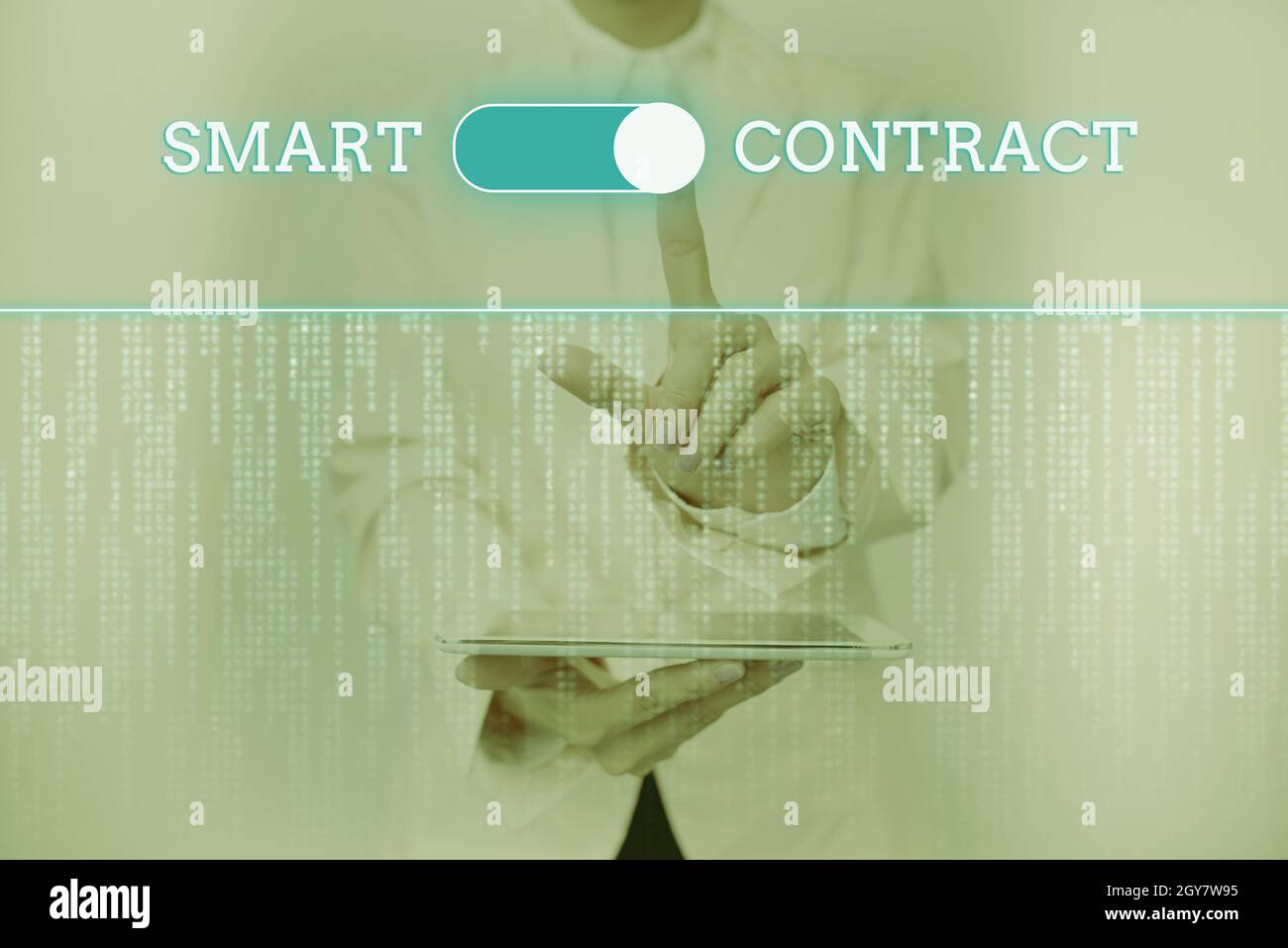 Conceptual display Smart Contract, Concept meaning digital agreement to ...