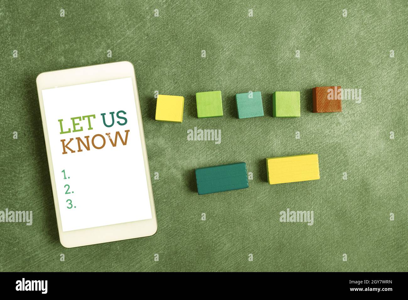 Conceptual display Let Us Know, Business approach to make or allow an ...