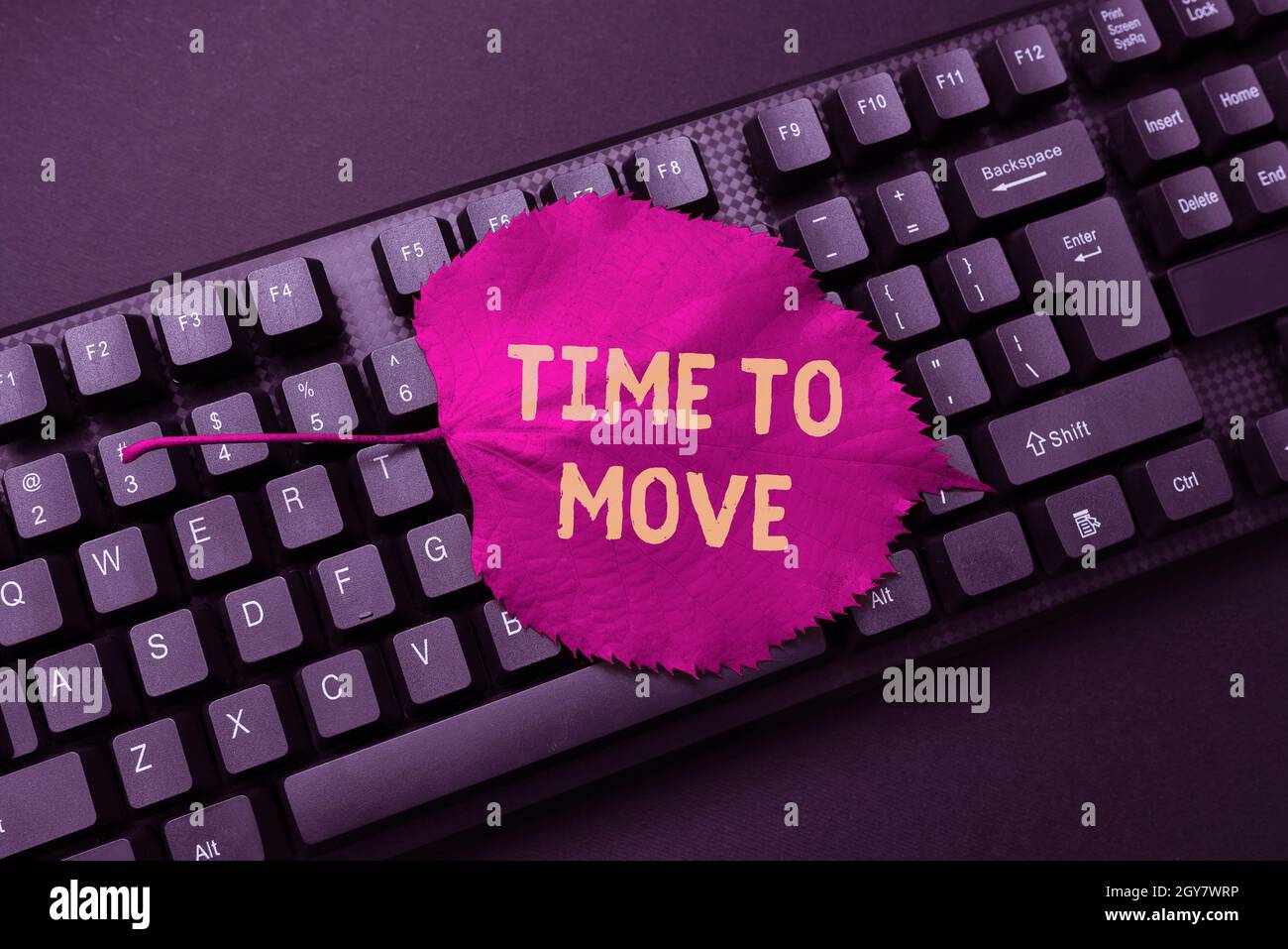 Writing displaying text Time To Move, Word for change in the same way ...