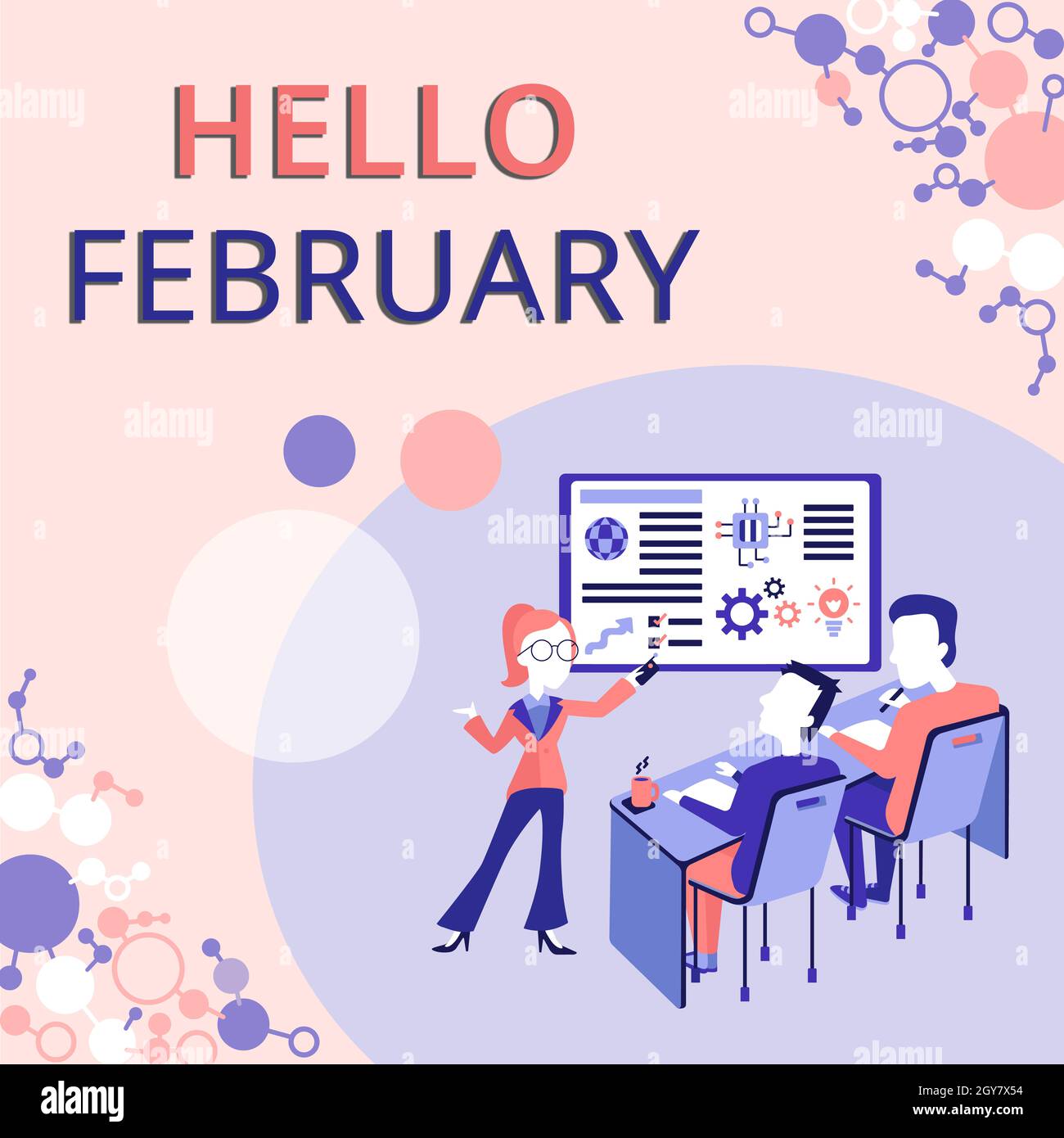 Text caption presenting Hello February, Business idea greeting used ...