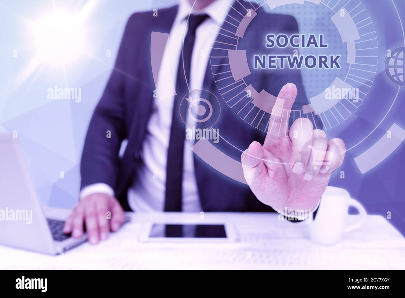 Text Sign Showing Social Network Word Written On A Framework Of Individual Linked By Interan