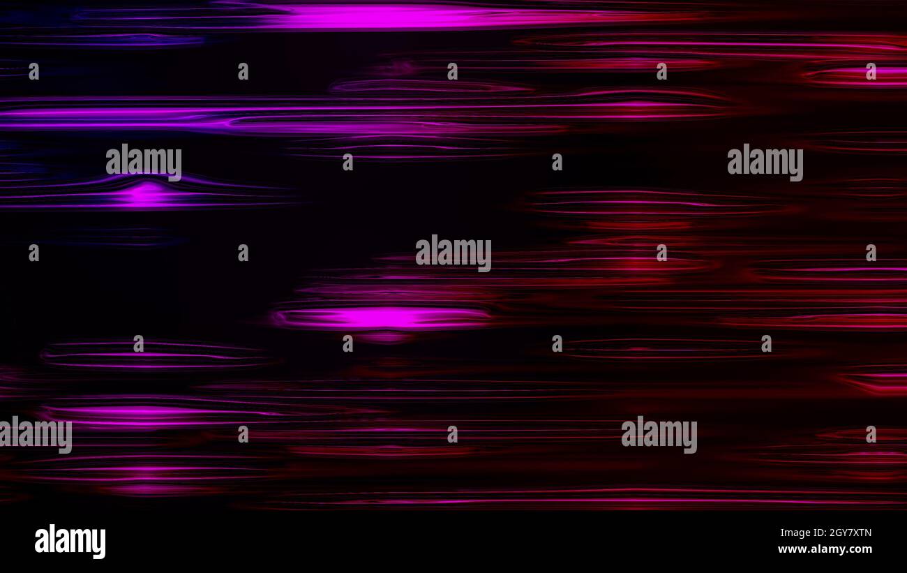 Horizontal liquid neon lines shimmer in a smooth bend. Abstract ...