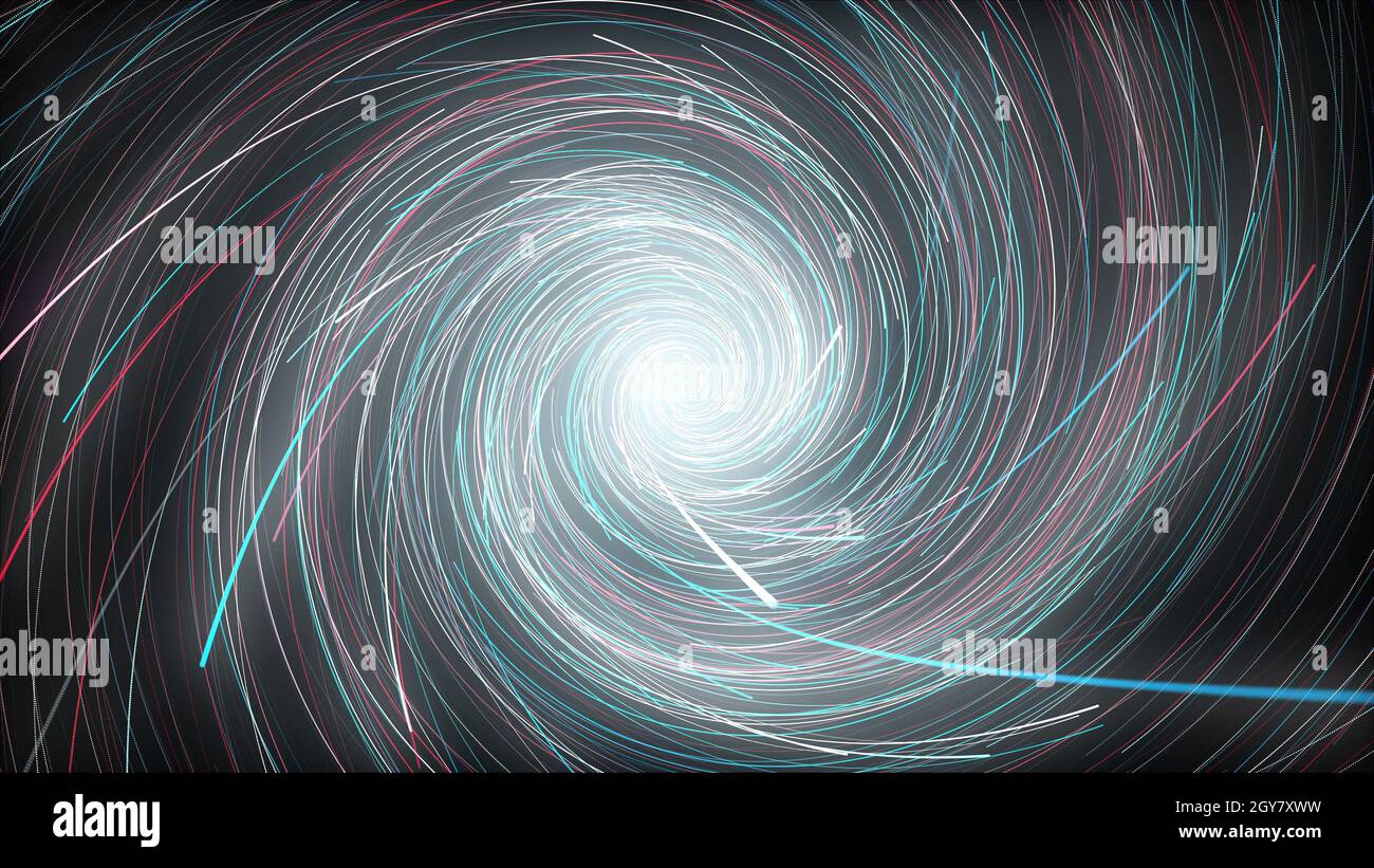 Flow of light glow lines, computer generated. 3d rendering of an ...