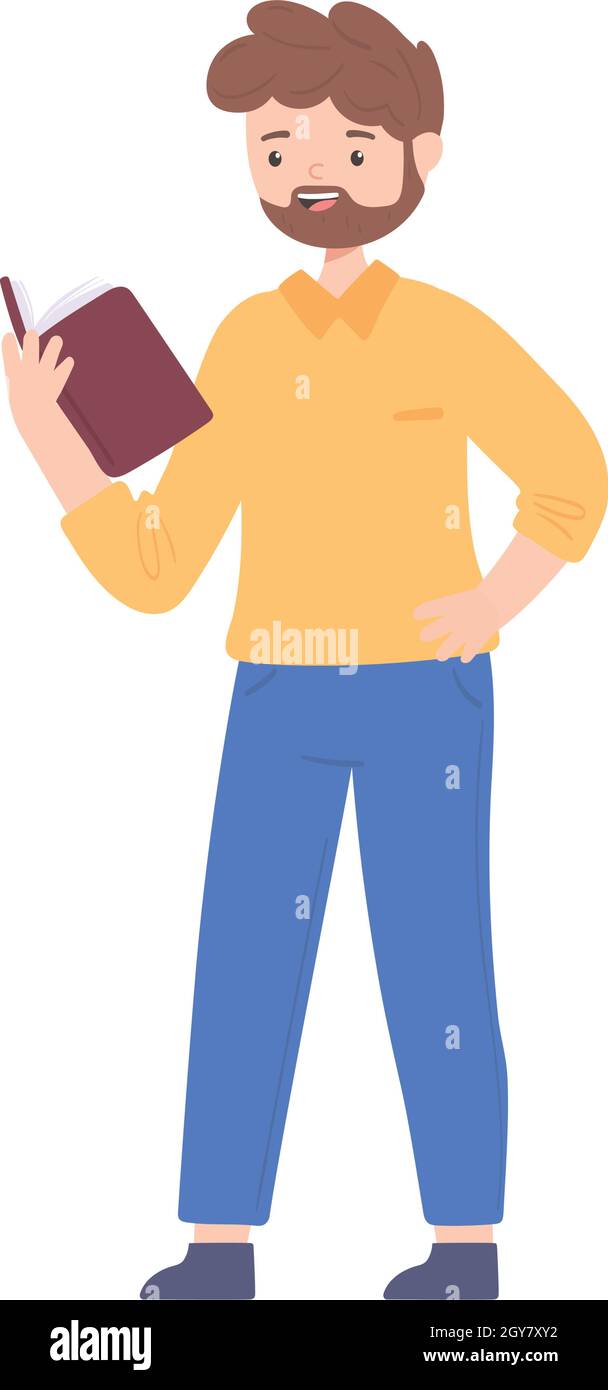 Smiling man book looking Stock Vector Images - Alamy