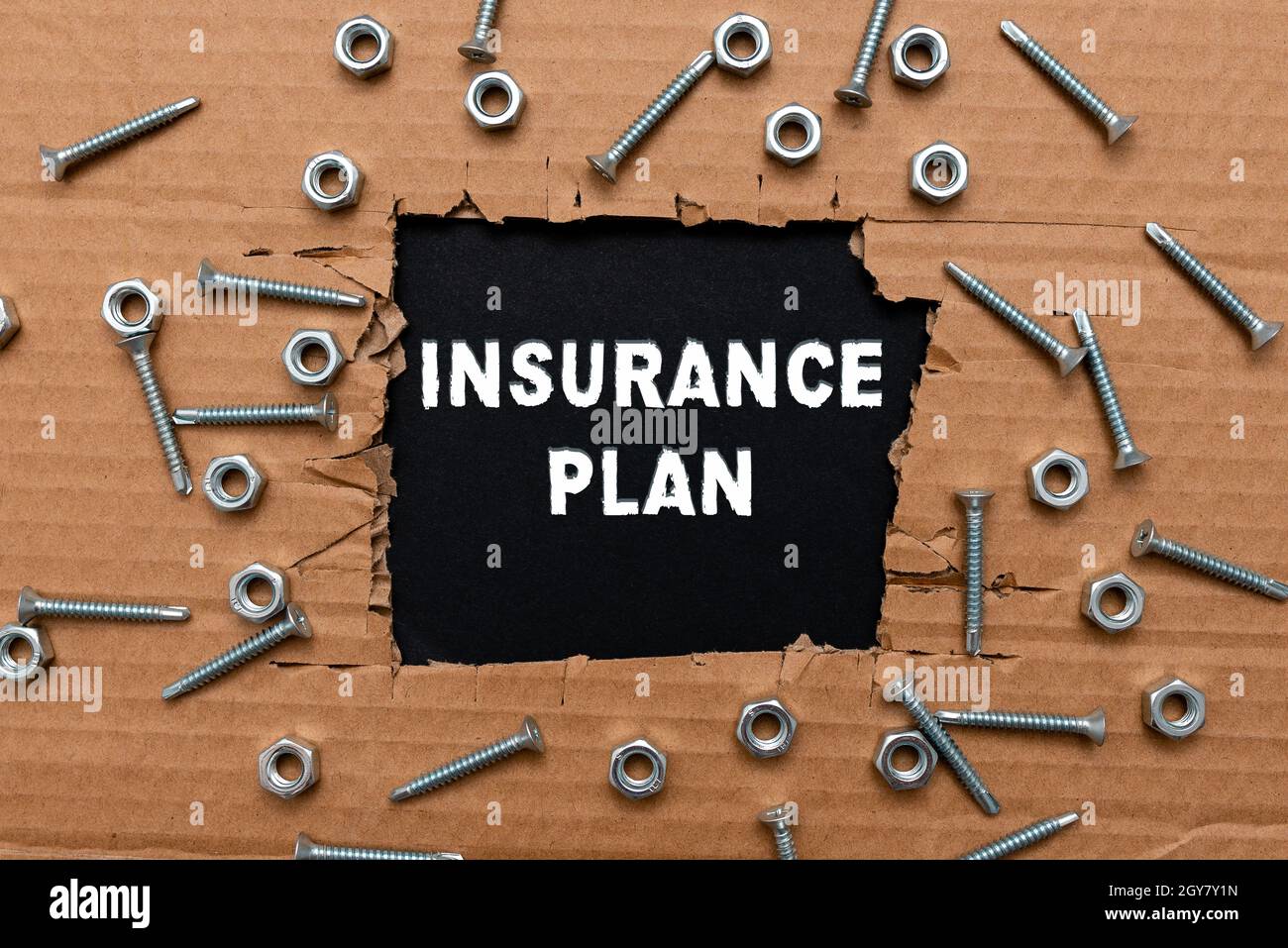 Sign displaying Insurance Plan, Word for includes the risk management ...