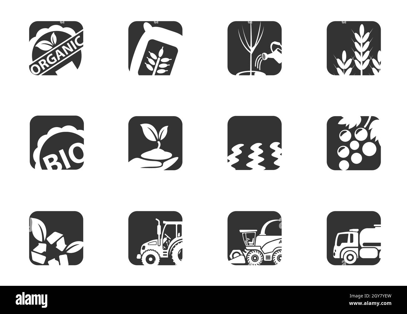 Vector agricultural icons set for user interface design Stock Photo - Alamy
