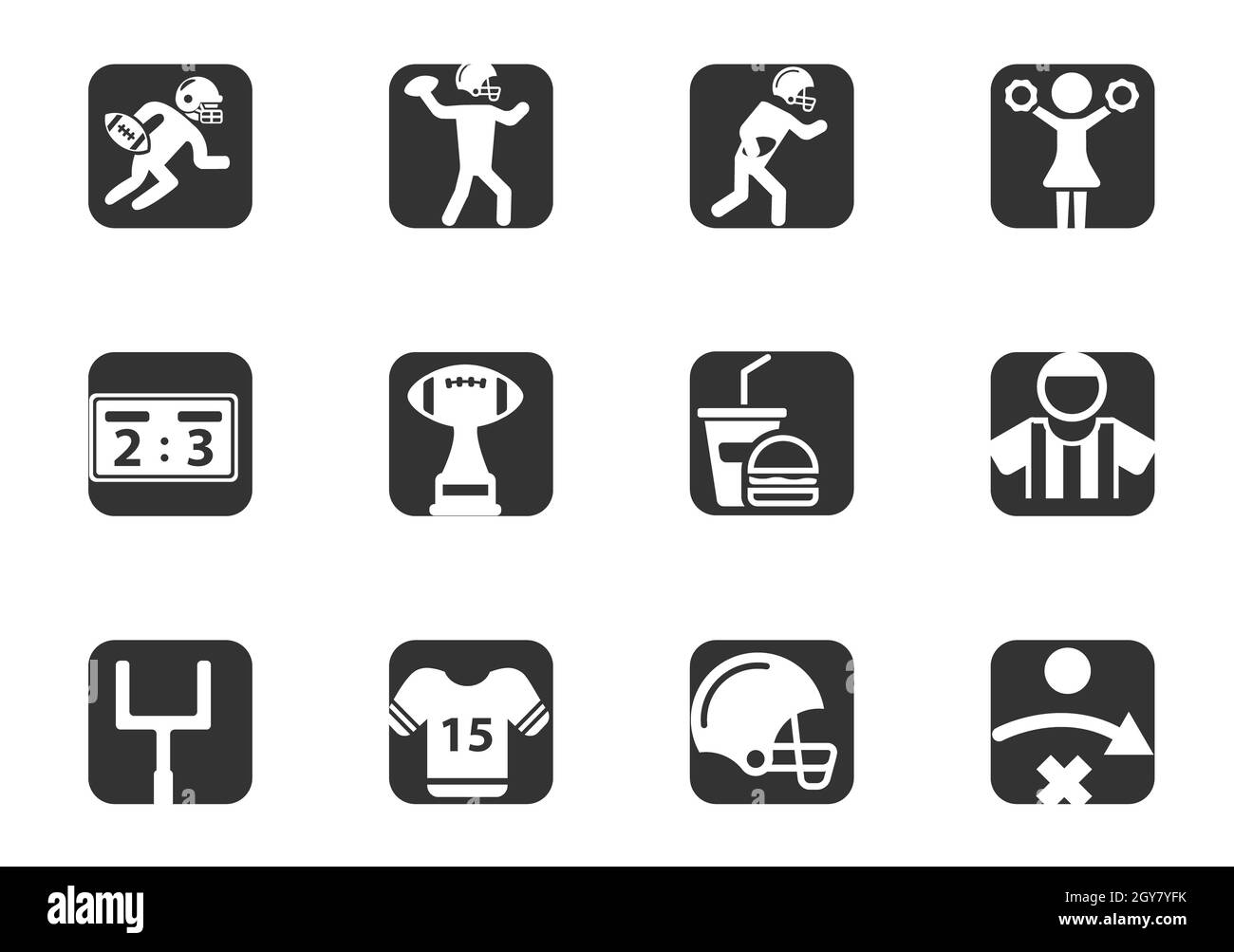 American football icons set for user interface design Stock Photo - Alamy