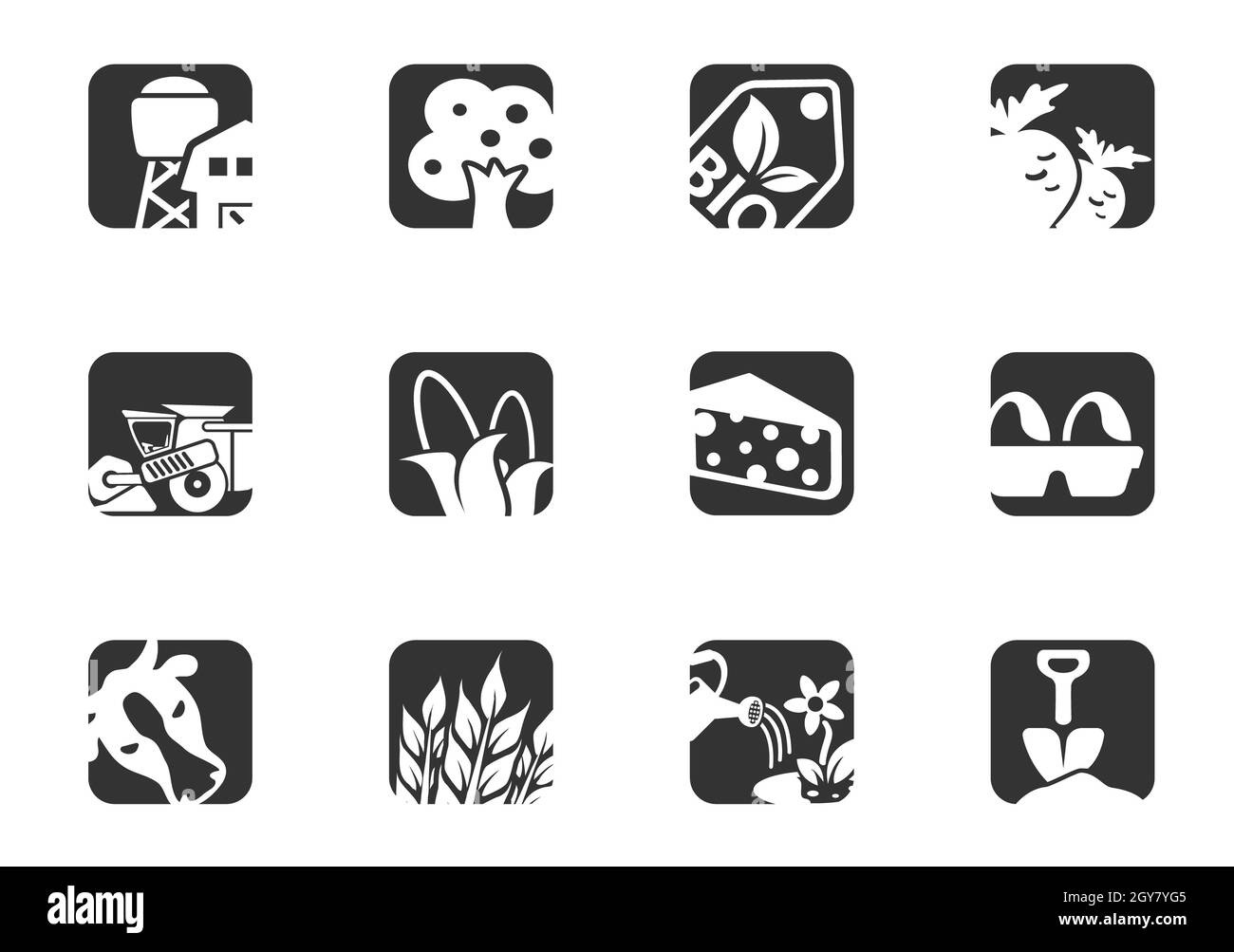 Vector agricultural icons set for user interface design Stock Photo - Alamy