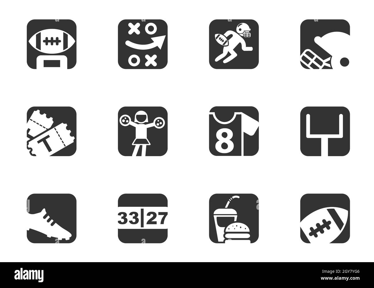 American football icons set for user interface design Stock Photo - Alamy