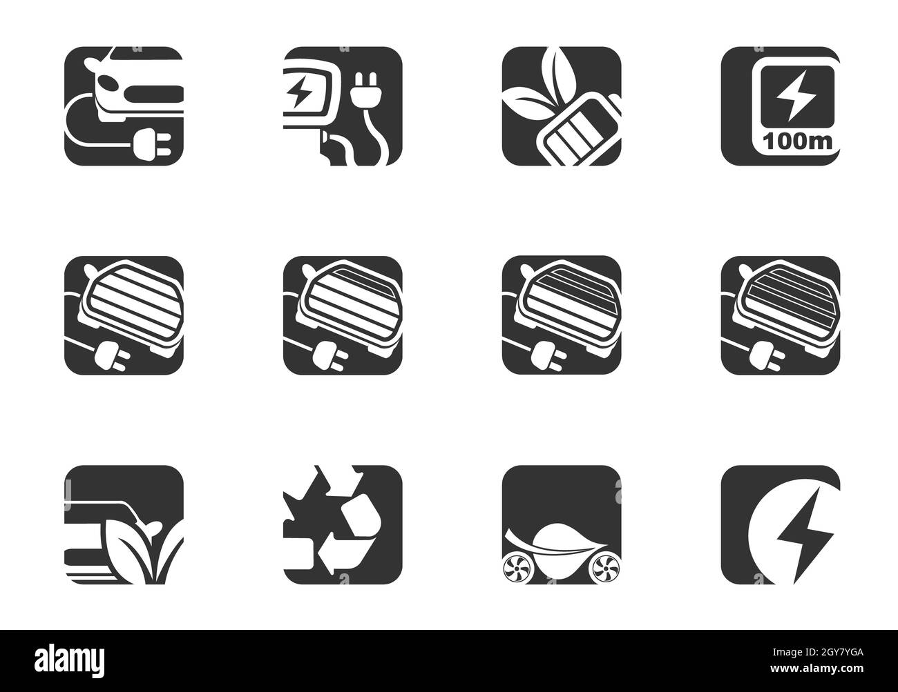 Electric car icon set for user interface design Stock Photo - Alamy