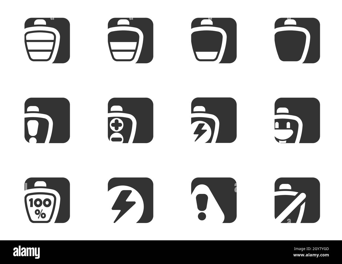 Battery icons set isolated for user interface design Stock Photo - Alamy