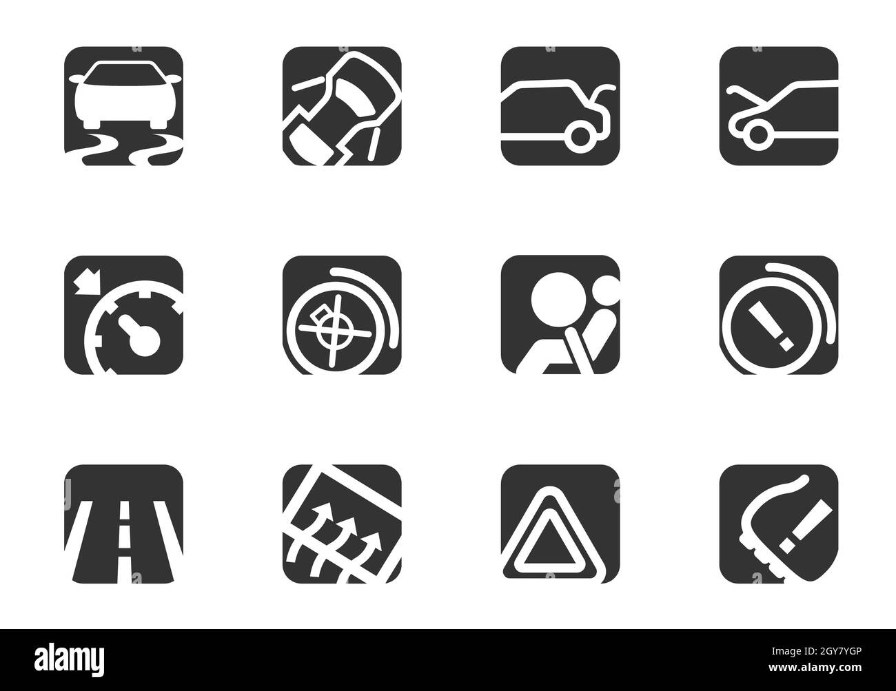 Symbols icons set isolated for car interface design Stock Photo - Alamy