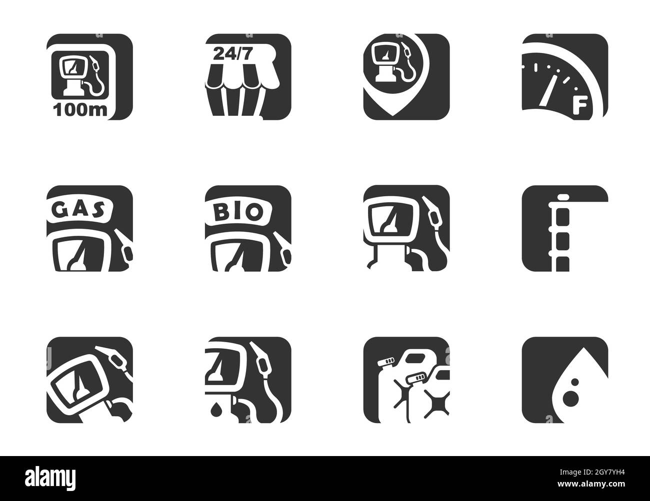 Vector gas station icons set for user interface design Stock Photo - Alamy