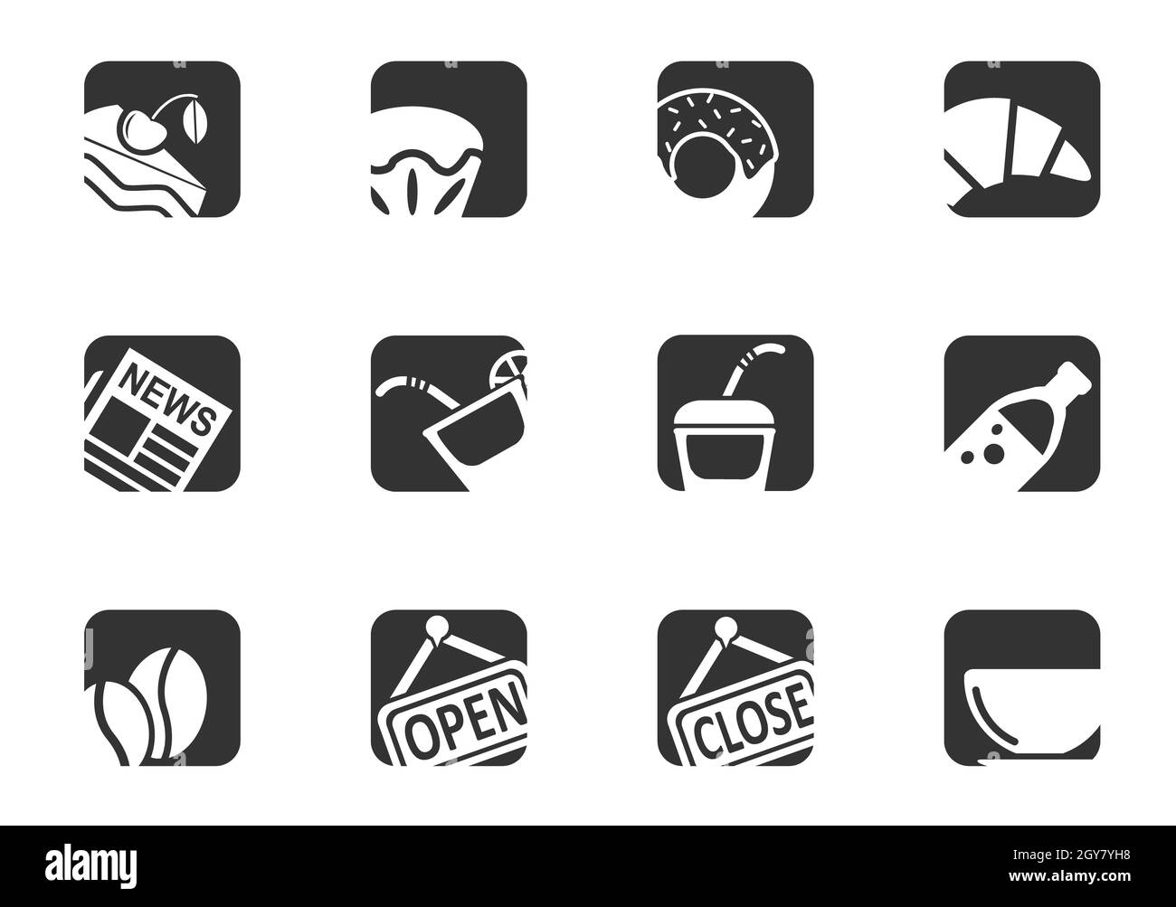 Cafeteria icon set for your design. vector icons Stock Photo - Alamy
