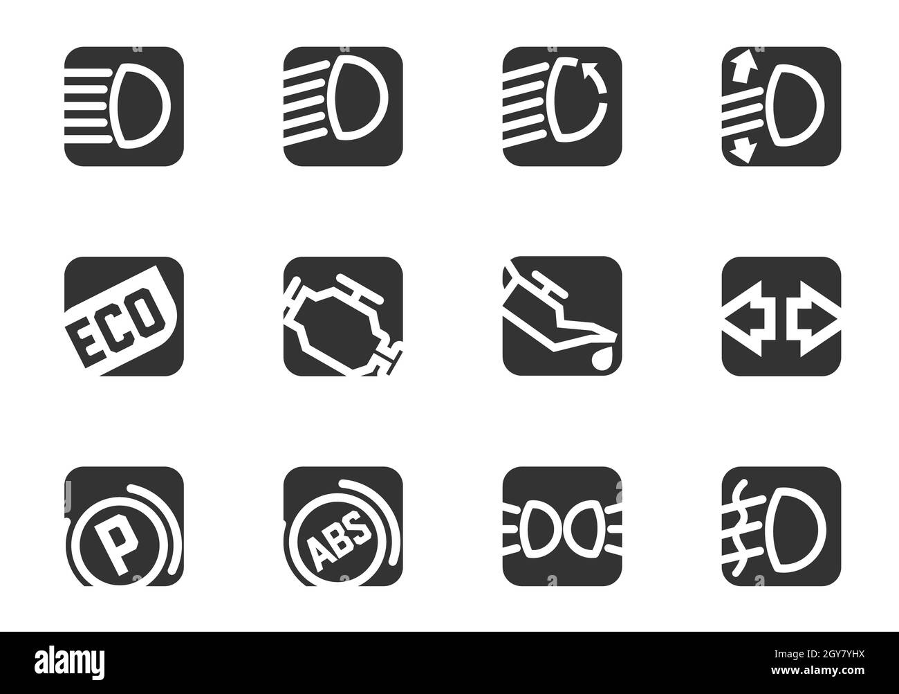 Symbols icons set isolated for car interface design Stock Photo - Alamy