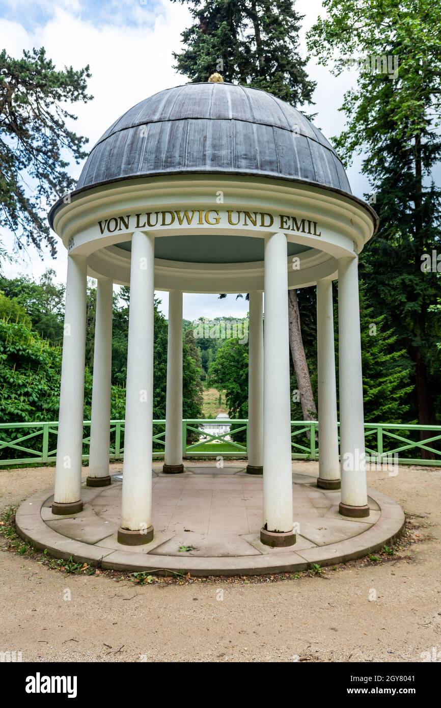 Old pavilion at Fürstenlager Park during summer, Bensheim Auerbach ...
