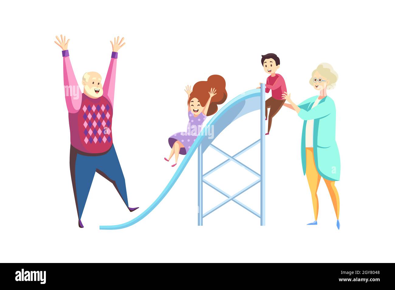 Old woman playing slide Cut Out Stock Images & Pictures - Alamy