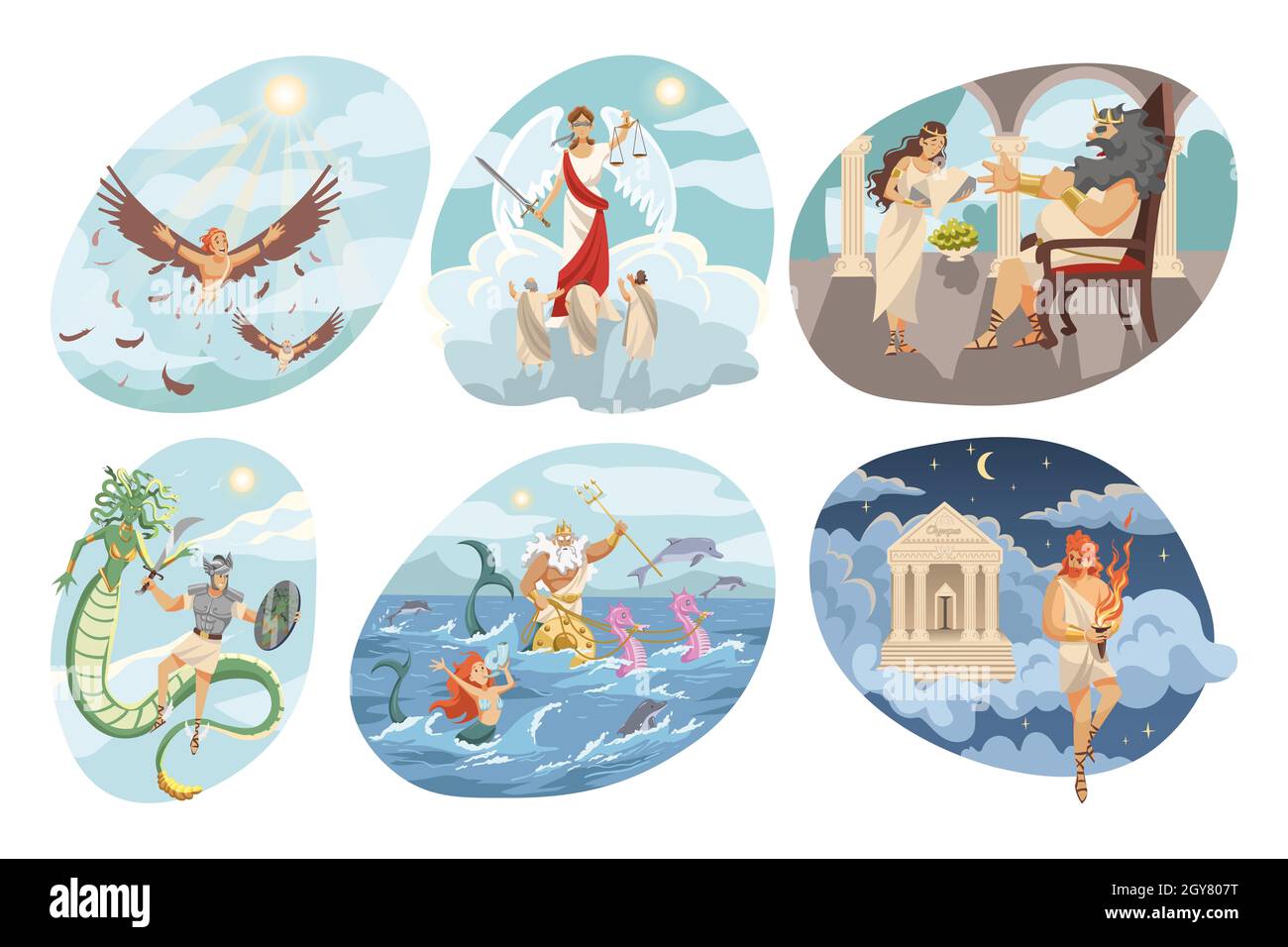 Mythology, Greece, religion set concept. Mythological religious ancient ...