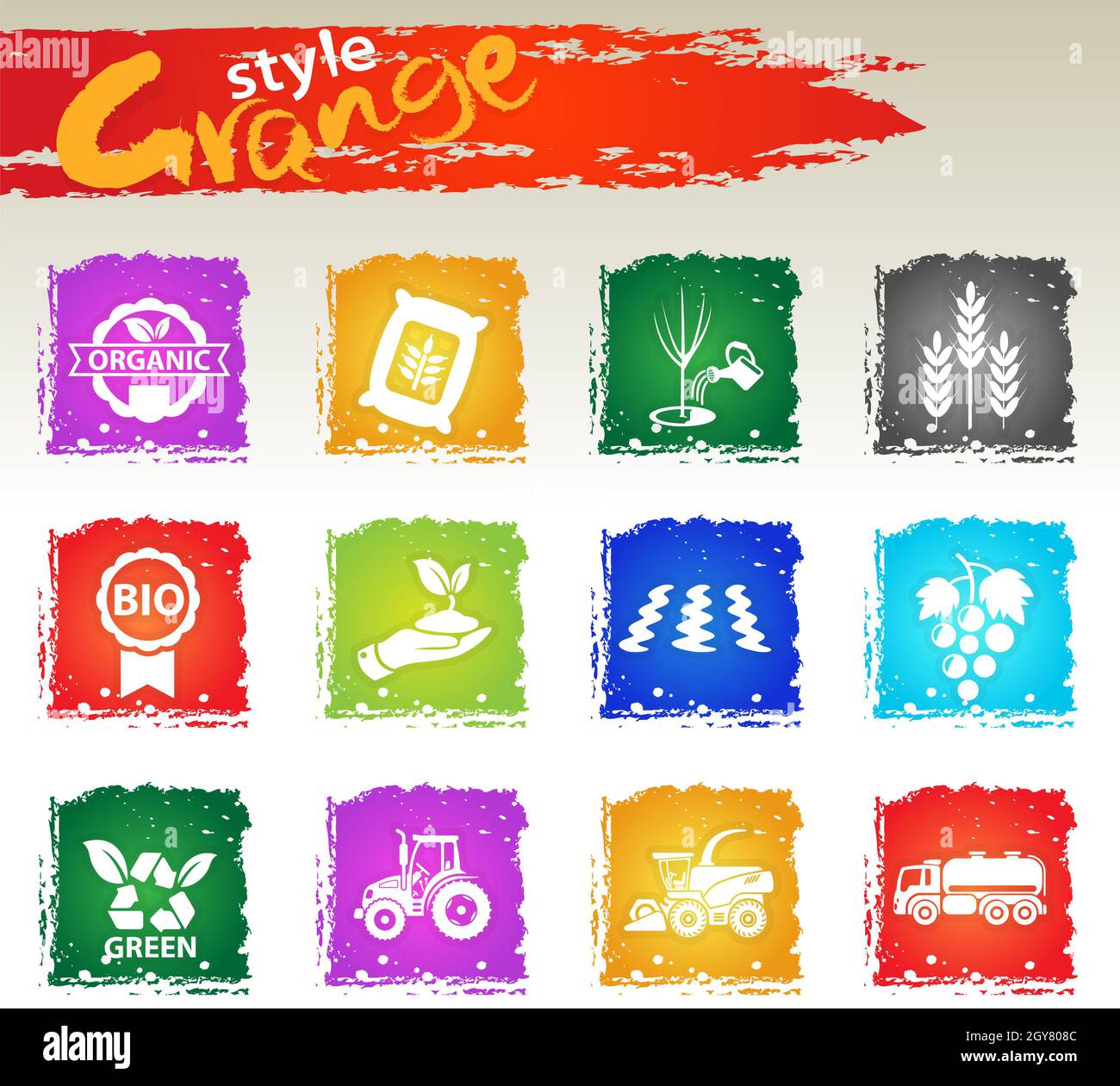 Vector agricultural icons set for user interface design. Grange icons ...