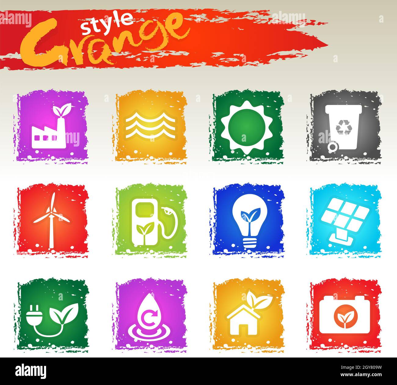 Alternative energetics icons set for user interface design. Grange ...