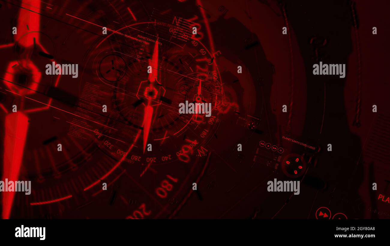 3d illustration - HUD zoom in.Flying through Futuristic technological ...