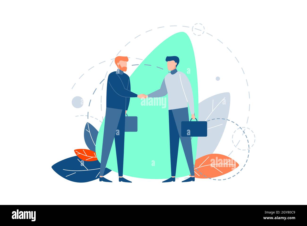 Partnership, agreement, negotiation, business concept. Two businessmen ...