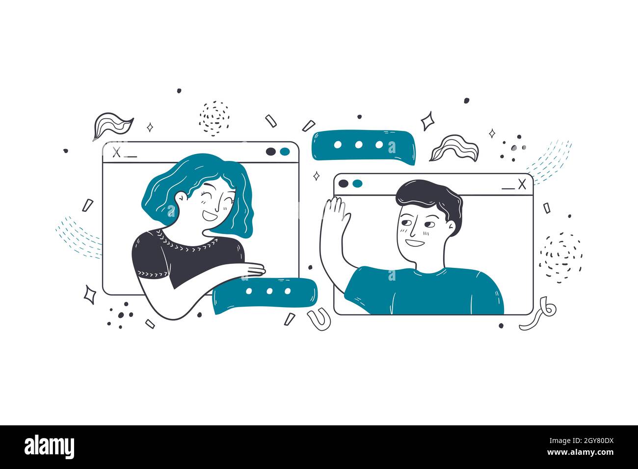 Friends through window Cut Out Stock Images & Pictures - Alamy