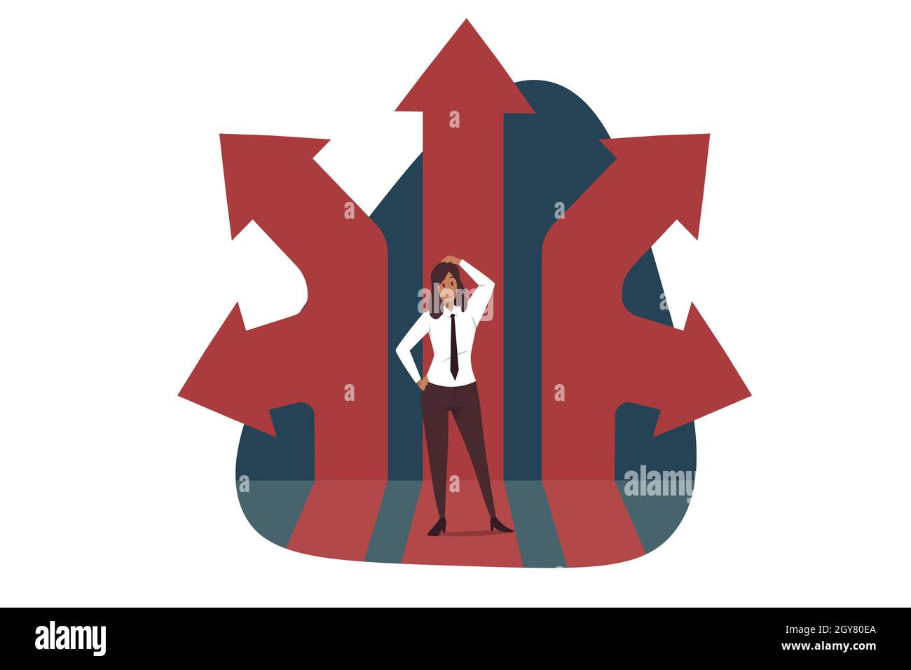 Thinking, direction, business concept. Thoughtful businesswoman boss ...