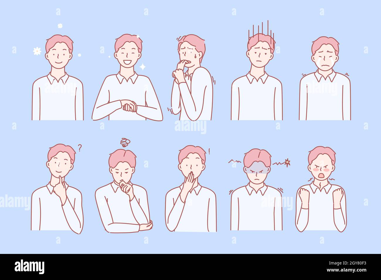 Boys emotions and facial expressions set concept. Illustration or ...