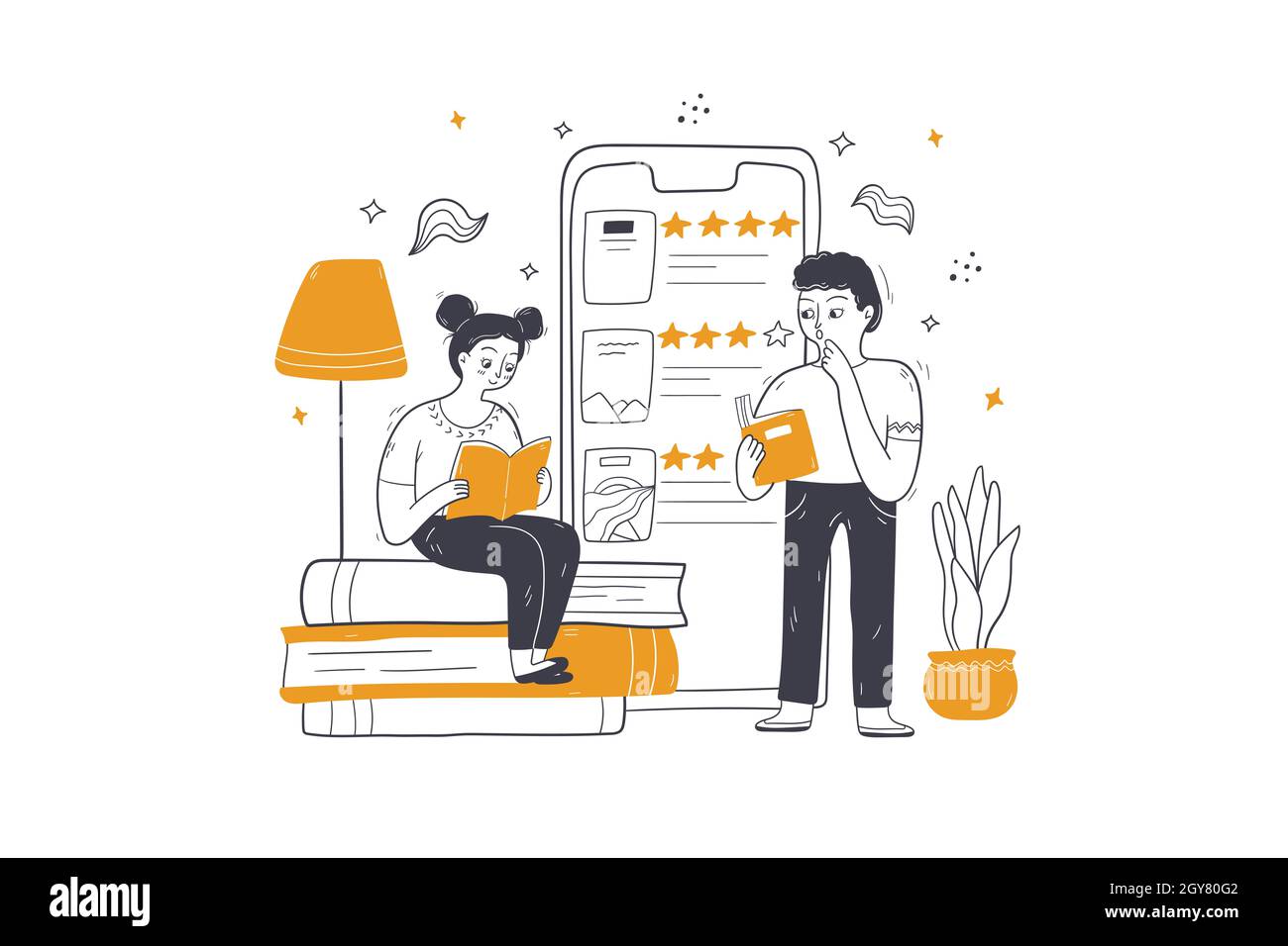 Online education, elearning, remote knowledge concept. Man woman teens ...