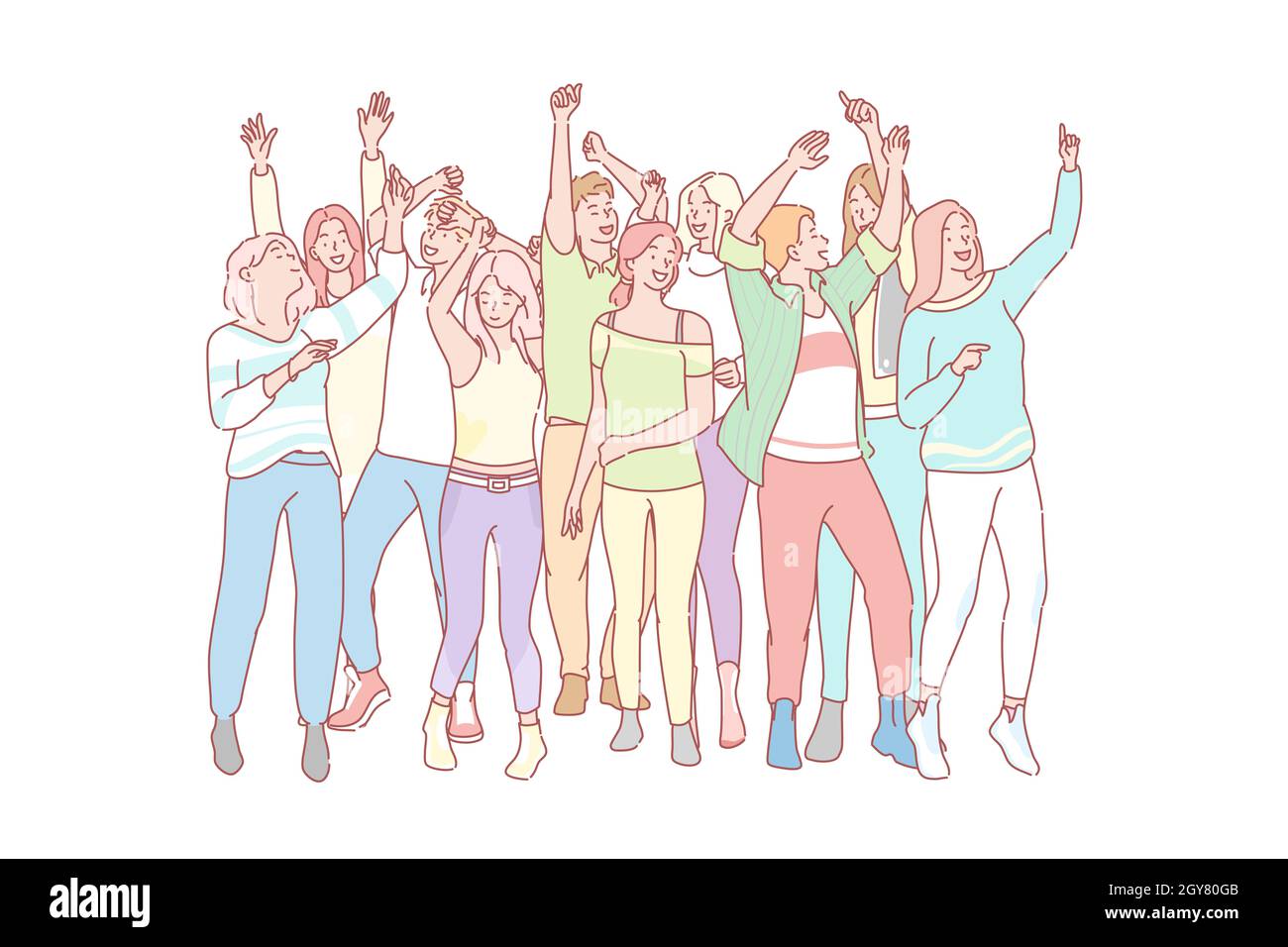 Girls and boys on dance floor Cut Out Stock Images & Pictures - Alamy