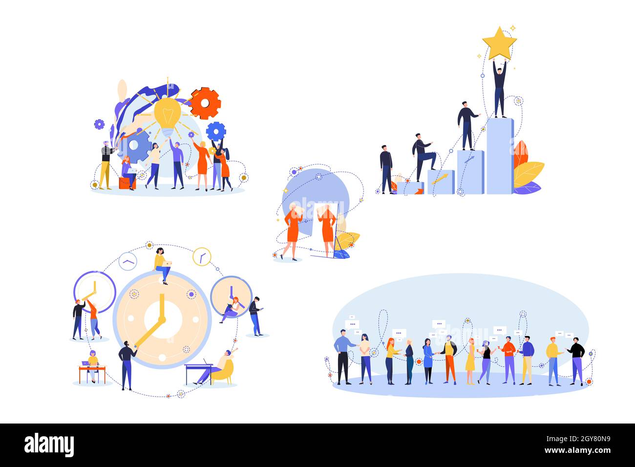 Soft skills, business, success, communication, win, time management set ...