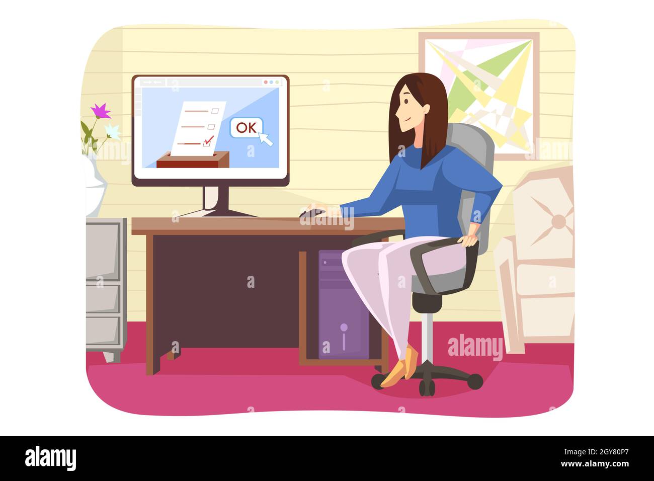 Business Politics Votes Concept Young Businesswoman Girl Freelancer