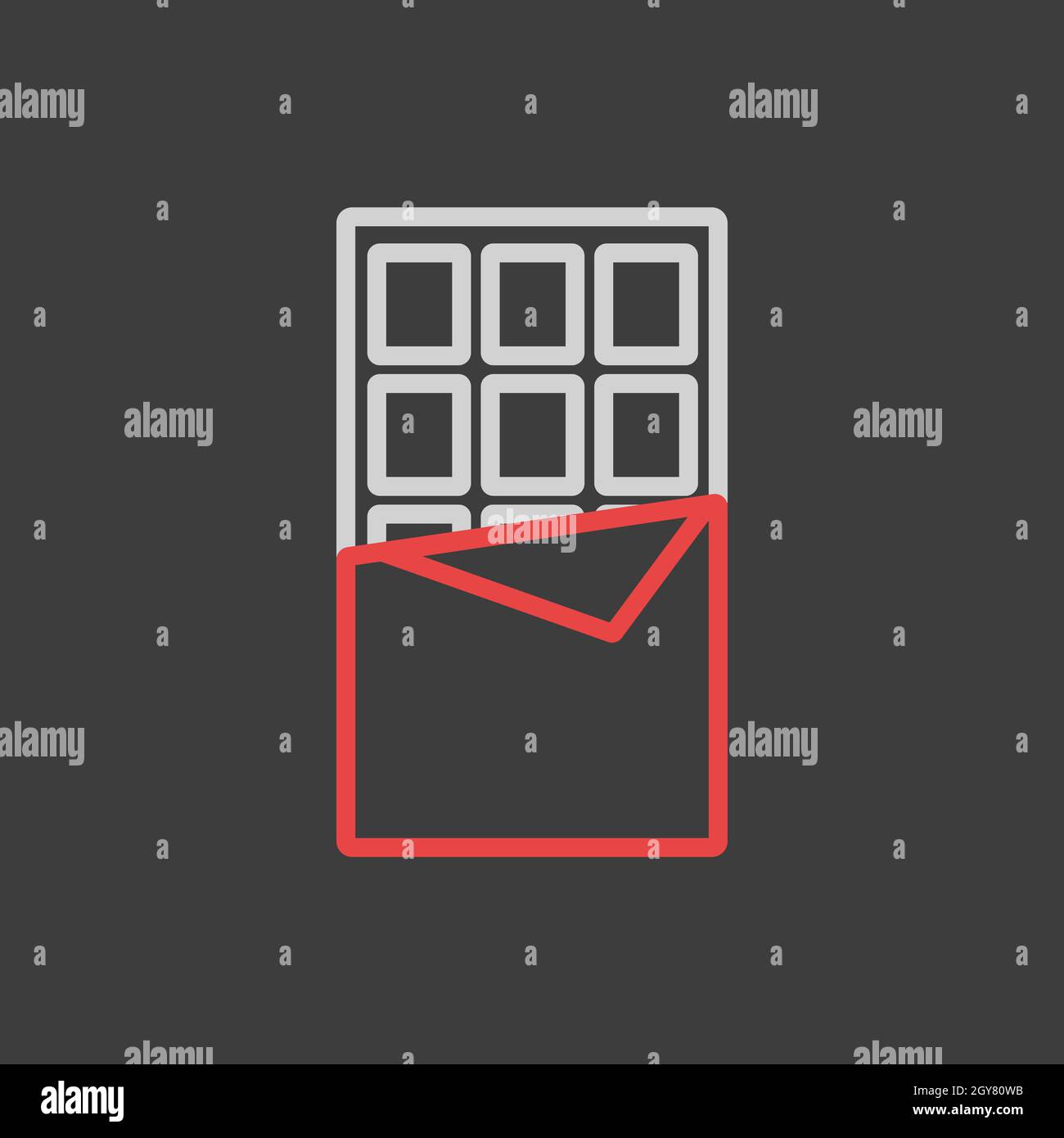 Chocolate bar vector icon on dark background. Fast food sign. Graph ...