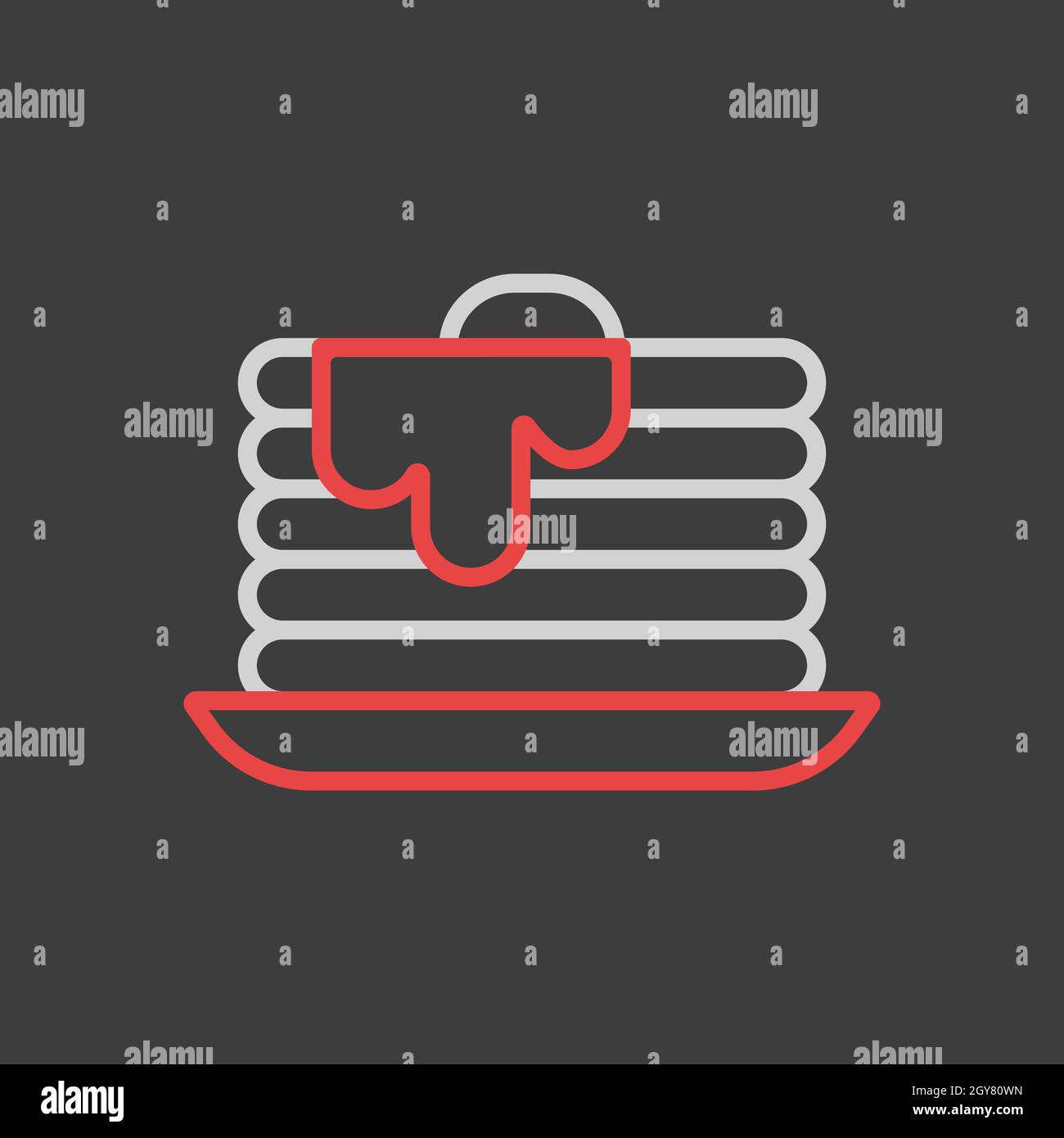 Pancake vector icon on dark background. Fast food sign. Graph symbol ...