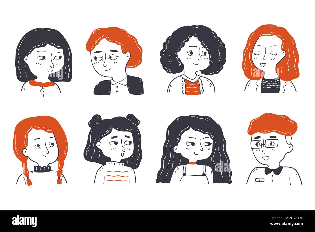 Childhood, friendship, portrait set concept. Collection group of ...