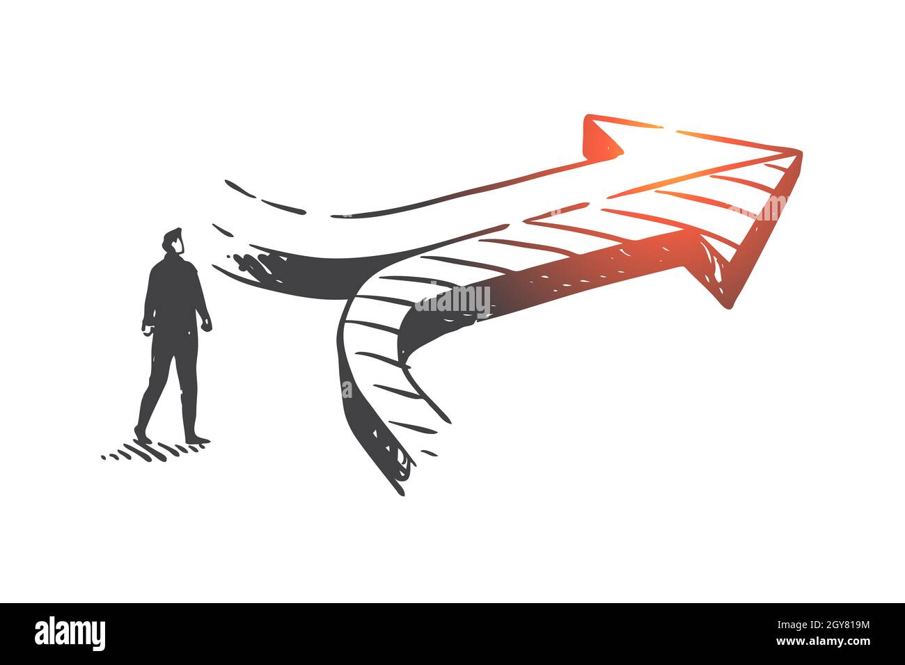 Decision making, achieving results concept sketch. Businessman and ...